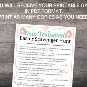 Easter Bible Scavenger Hunt Game: Sunday School, Youth Groups (PDF ...