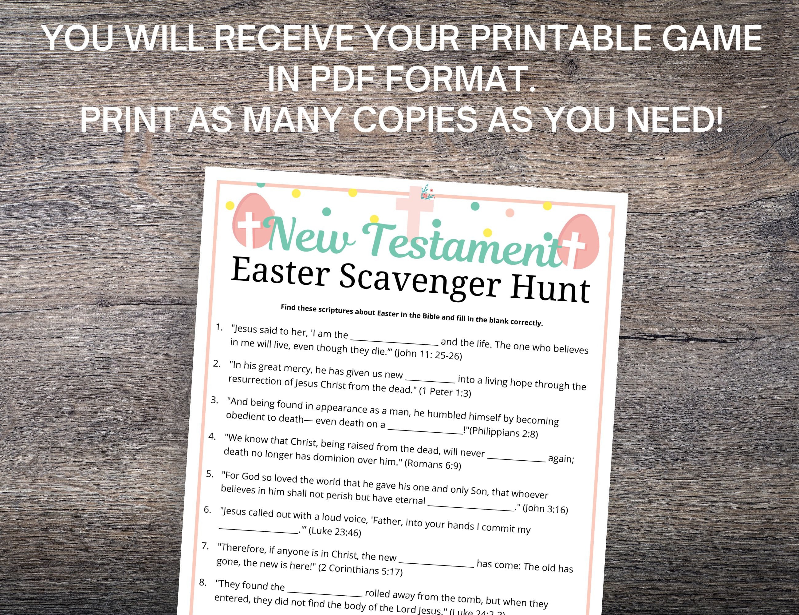 Easter Bible Scavenger Hunt Game: Sunday School, Youth Groups (PDF ...