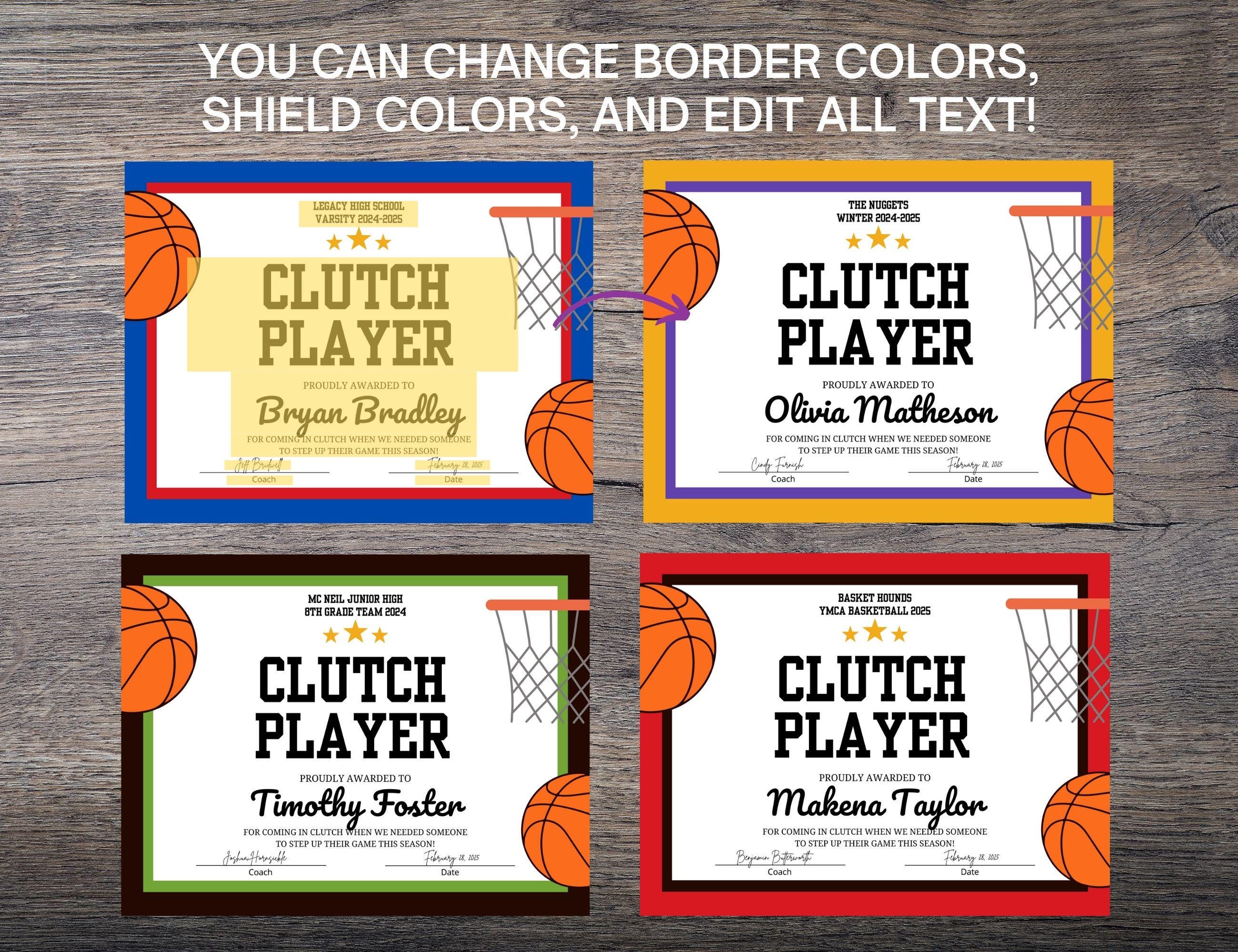 Editable Basketball Award Certificates: 85 Team Awards (printable) - Etsy