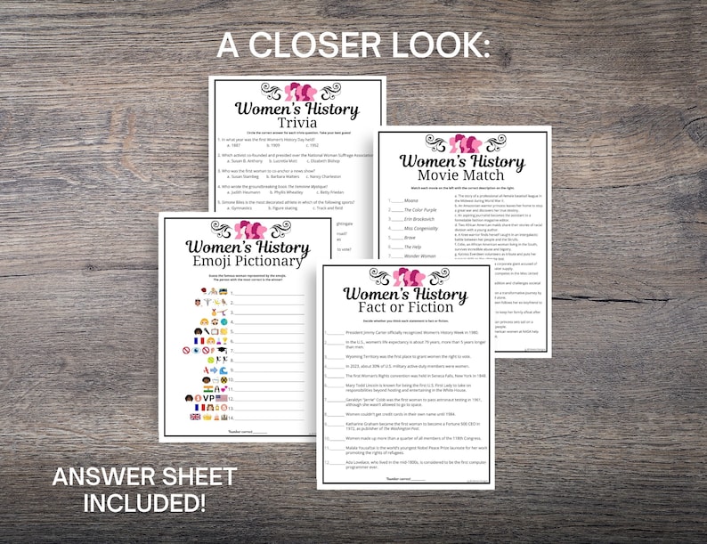 Women's History Month Trivia Games Bundle (PDF) - Etsy