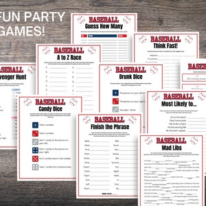Baseball Party Games Bundle: 30 Printable Baseball-themed Games and ...