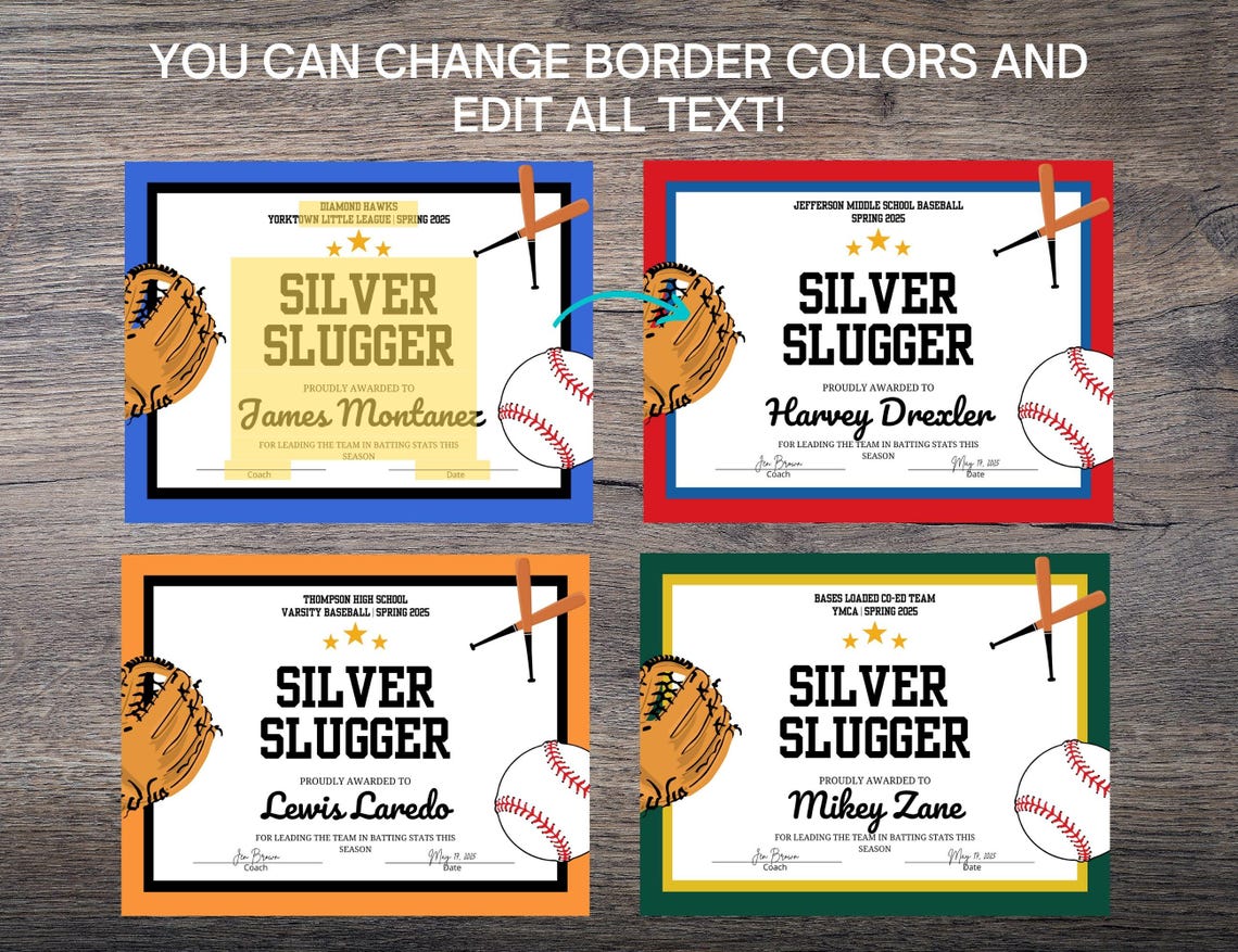 Editable Baseball Award Certificates: End of Season Team Party (PDF ...