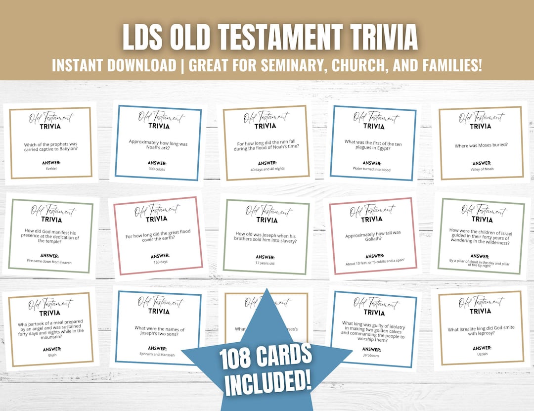 LDS Old Testament Trivia Game, for Seminary, Sunday School, Youth ...