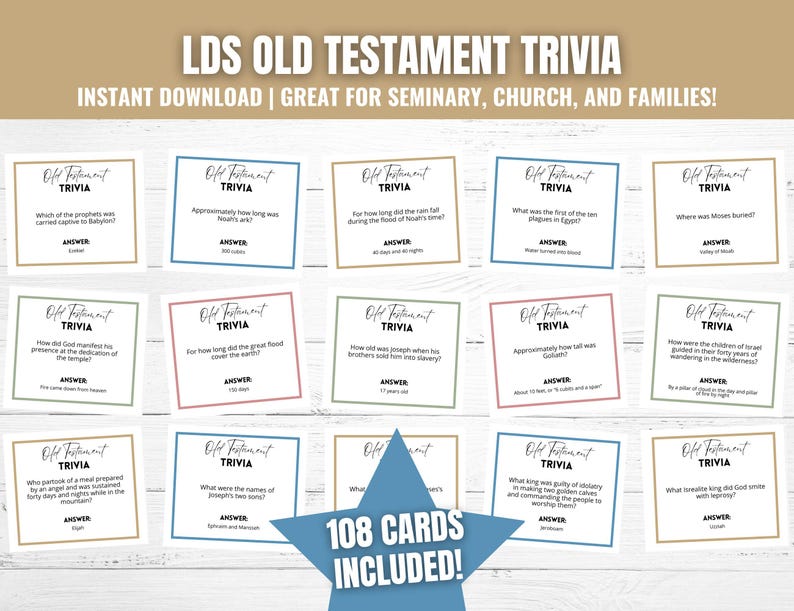 LDS Old Testament Trivia Game, for Seminary, Sunday School, Youth ...