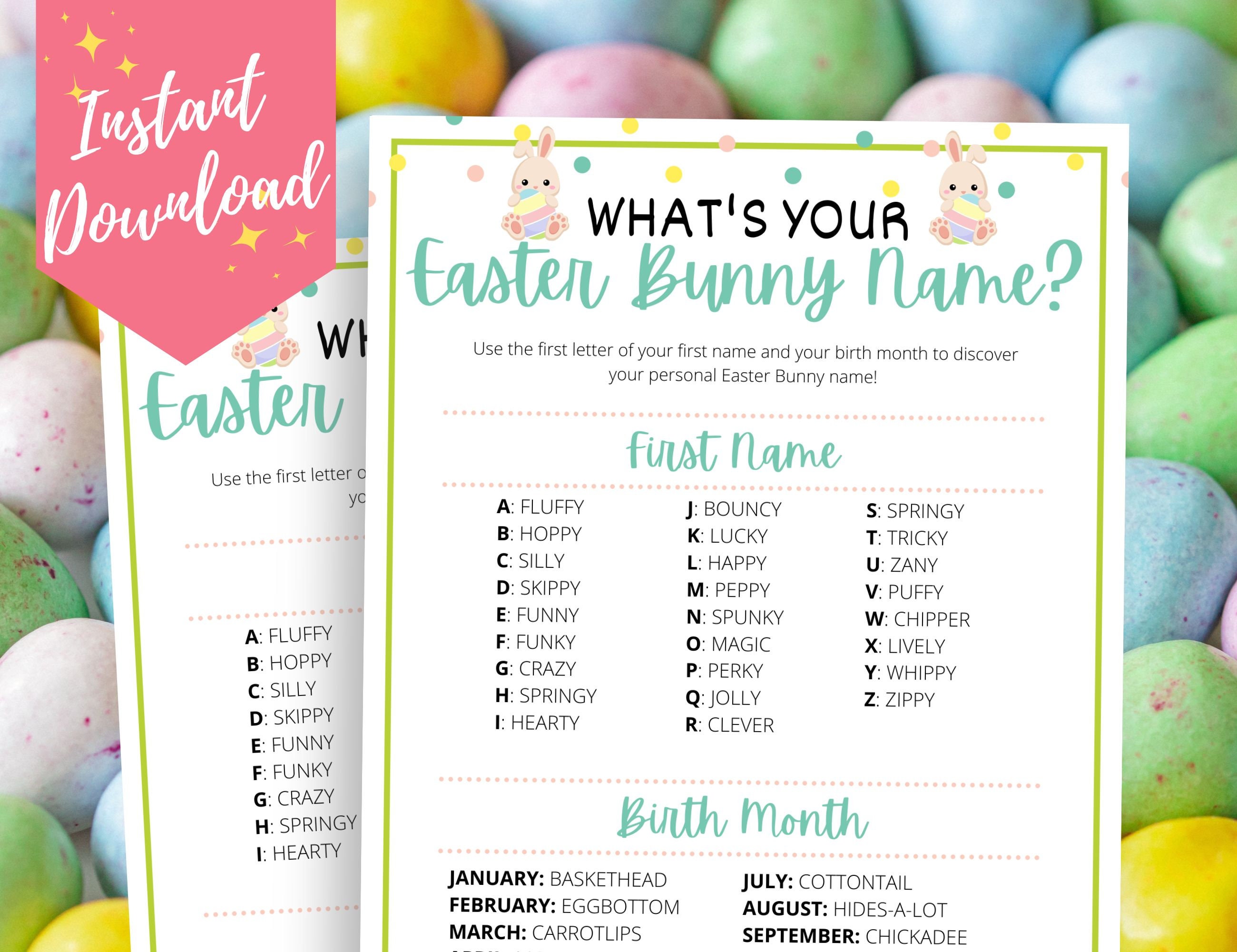 What's Your Easter Bunny Name Printable Easter Game for - Etsy Ireland