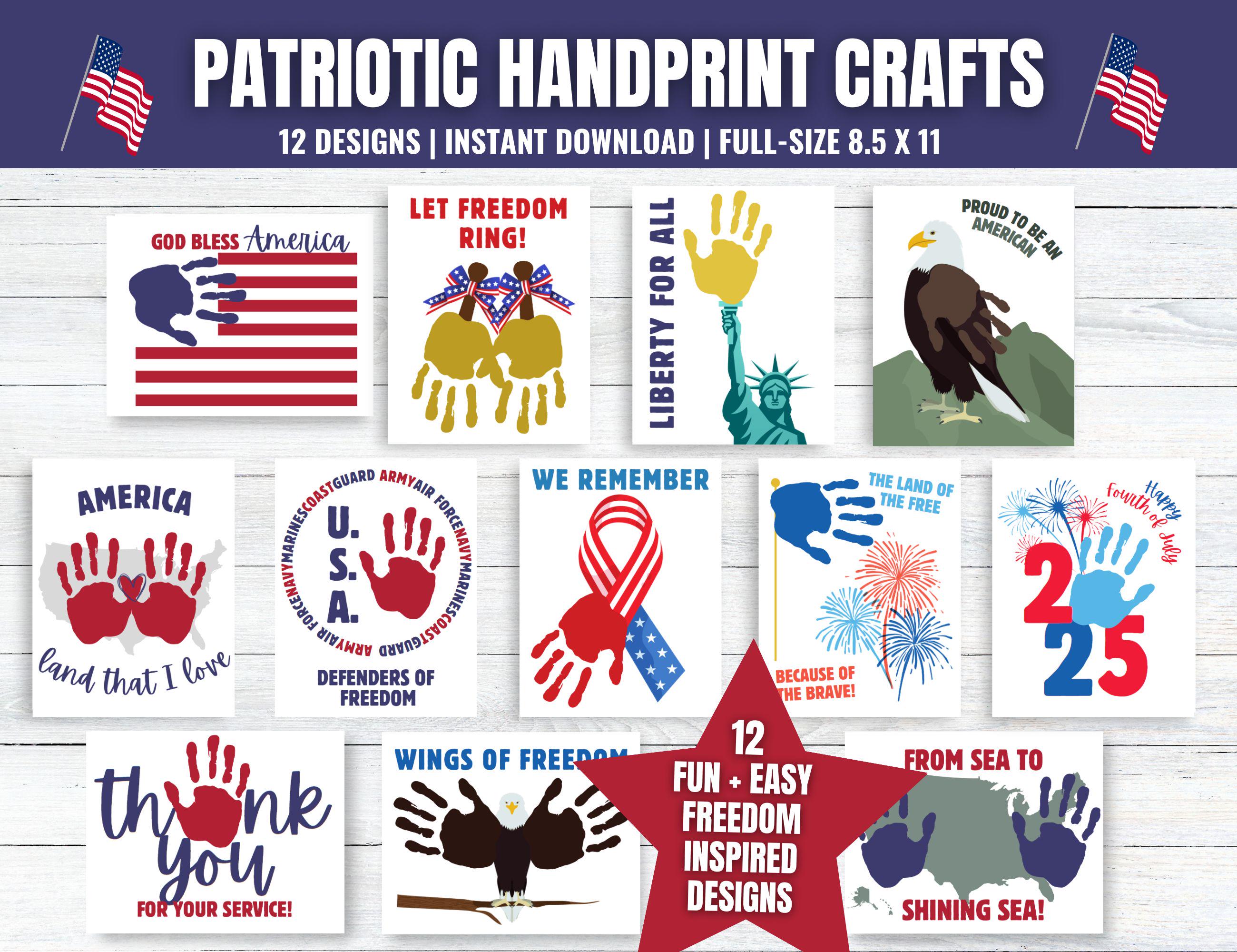 Patriotic Handprint Craft Templates: USA Holiday Kids Art (digital ...