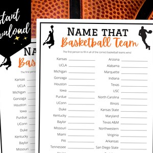 Name That College Basketball Team Printable Game Fun - Etsy