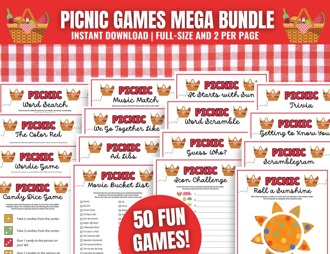 Picnic Games MEGA BUNDLE: 50 Printable Picnic-themed Activities for ...