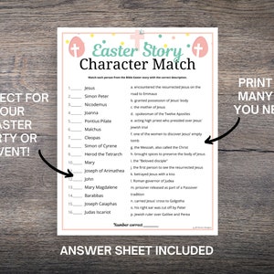 Bible Easter Story Character Match Game: Printable Trivia Quiz (digital ...