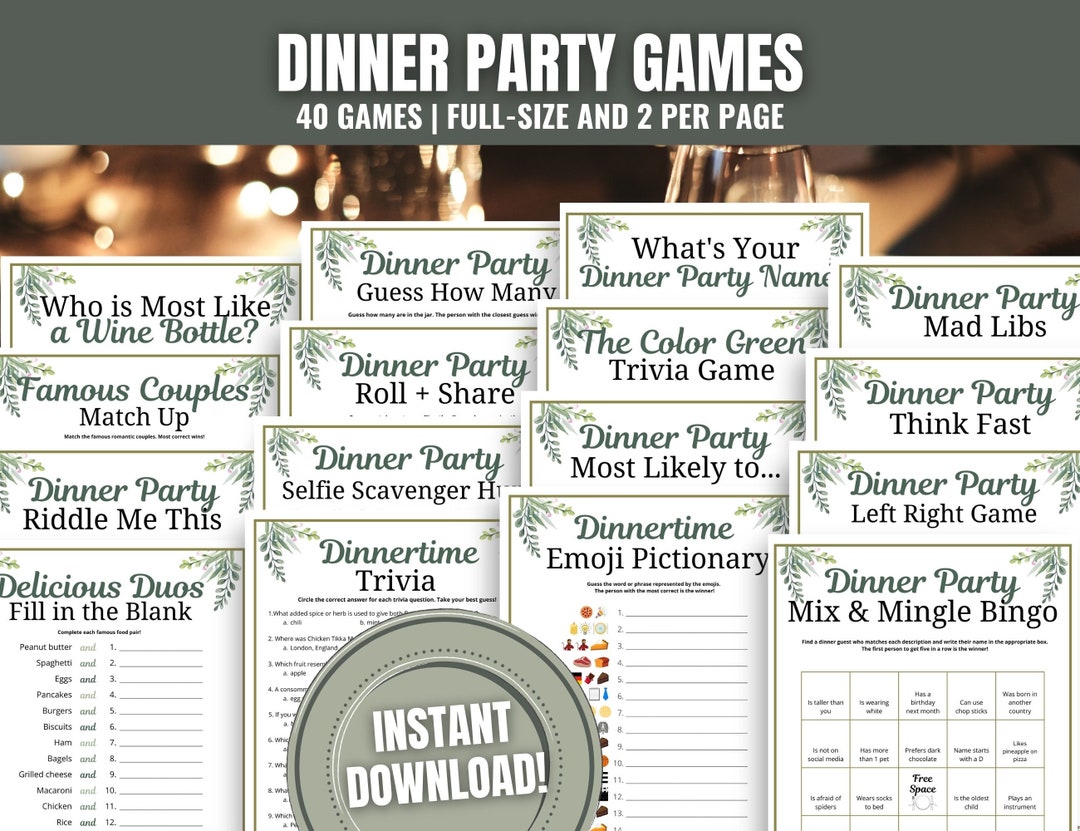 Dinner Party Games MEGA Bundle: 40 Printable Icebreaker Games (instant ...