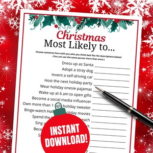 Christmas Most Likely Game, Christmas Party Guest Game, Christmas ...
