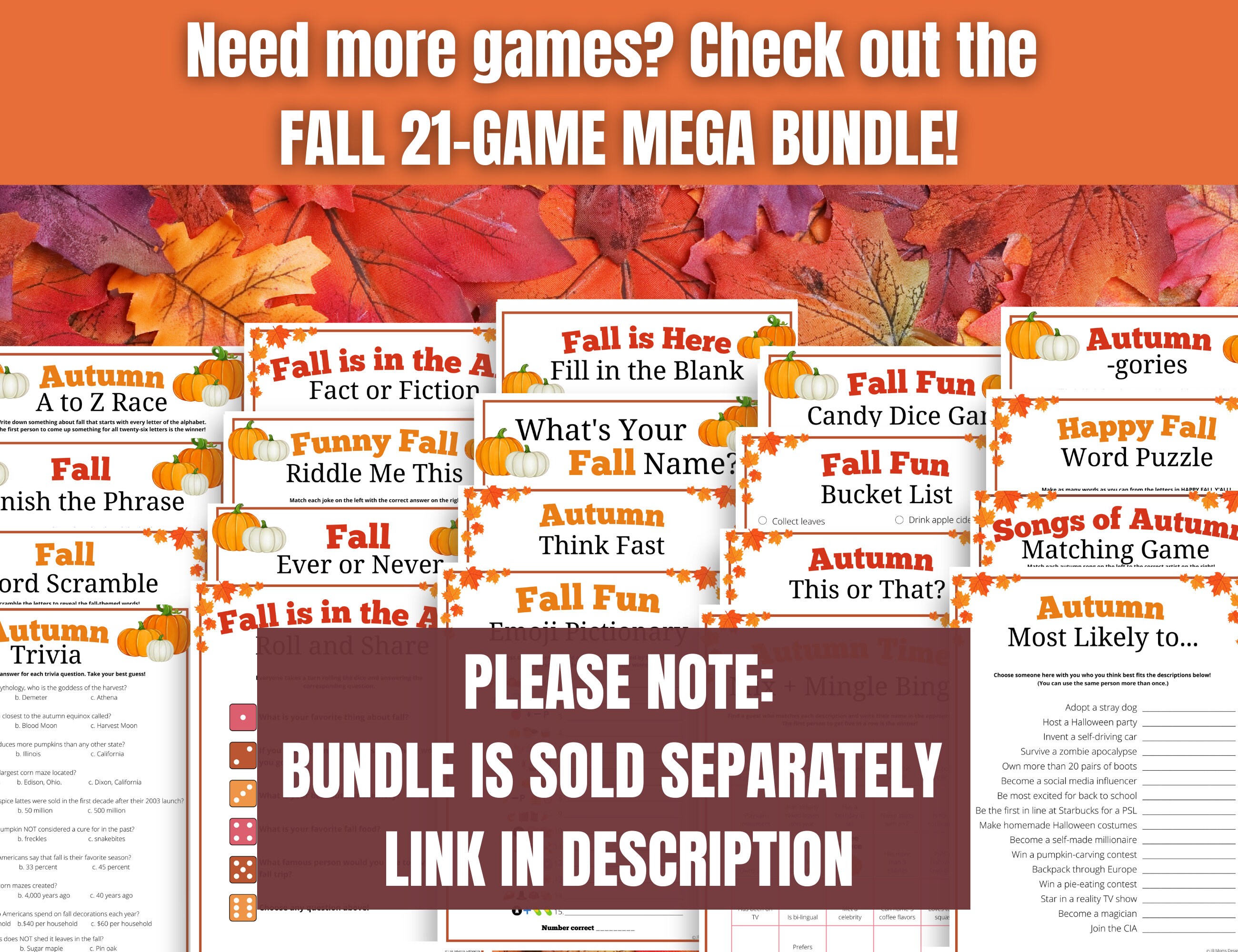 Fall Fact or Fiction Trivia Game: Printable Autumn Activity (PDF) - Etsy