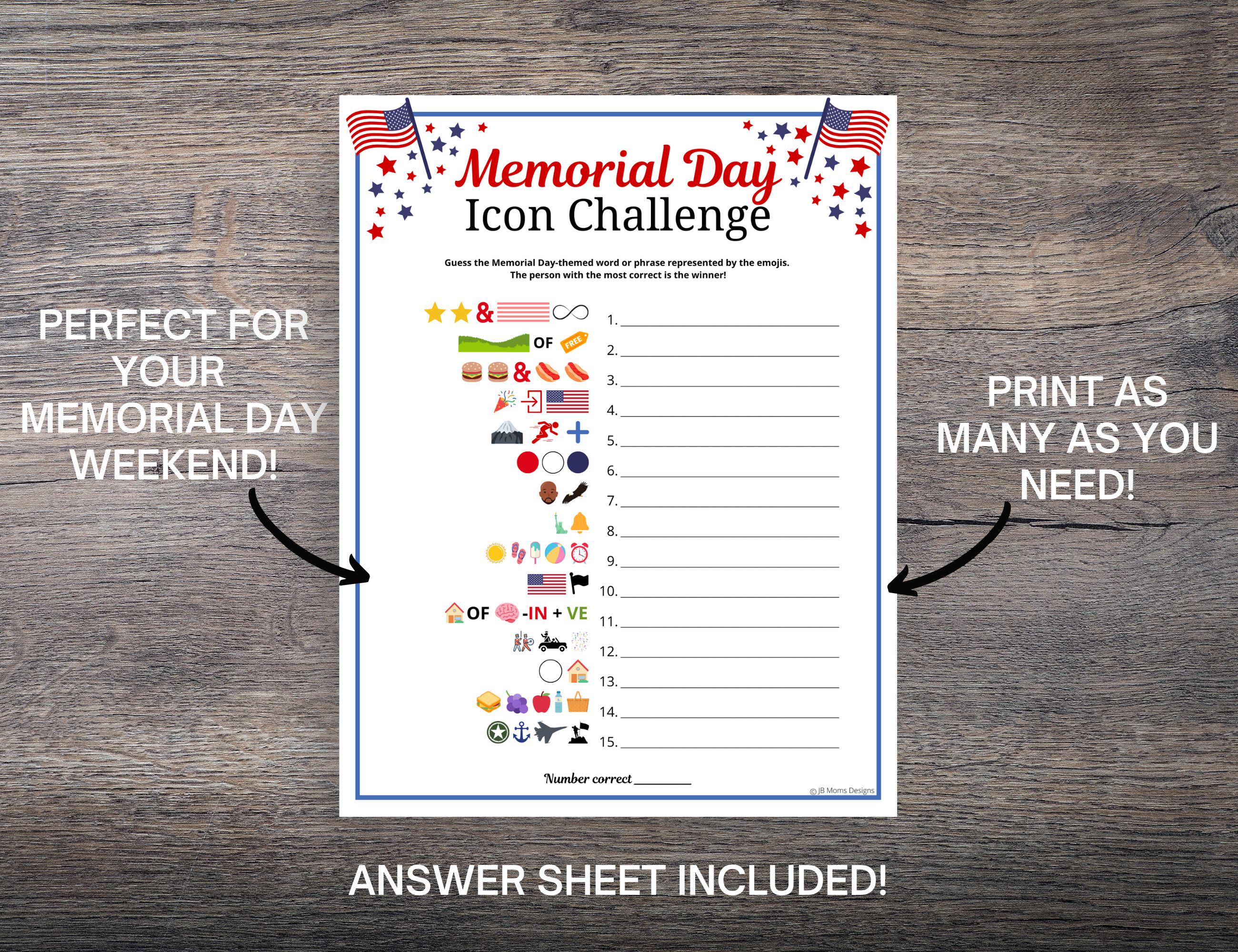 Memorial Day Games MEGA Bundle: 50+ Printable Activities and ...