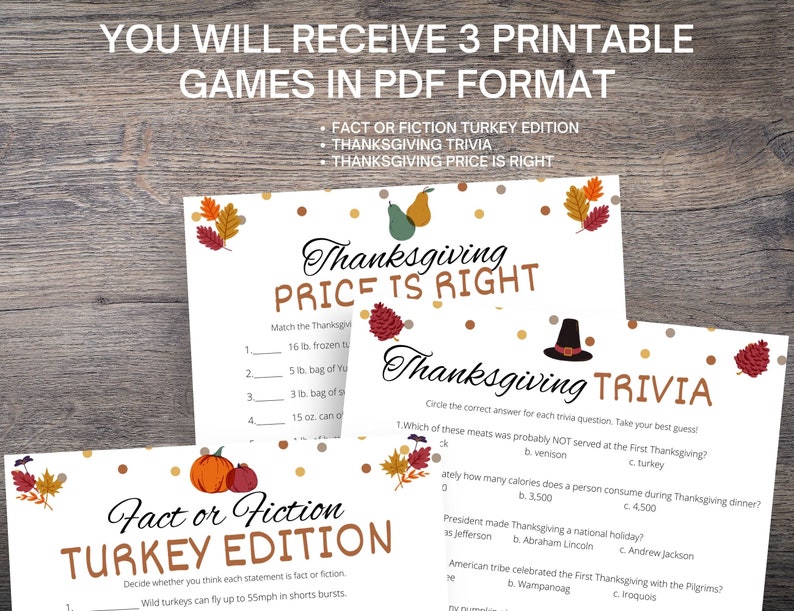 Thanksgiving TRIVIA BUNDLE Thanksgiving Party Games for - Etsy