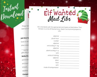 Elf Mad Libs - Etsy