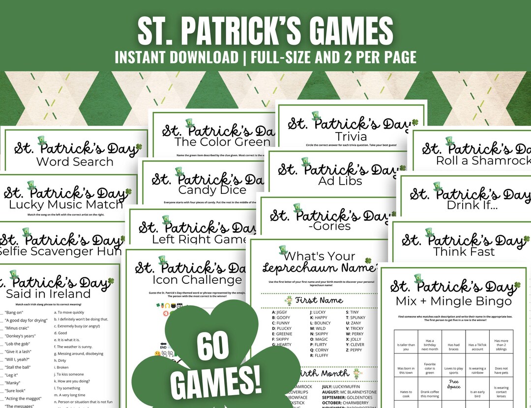St Patricks Day Game Bundle: 60 Fun Party Activities and Icebreakers ...