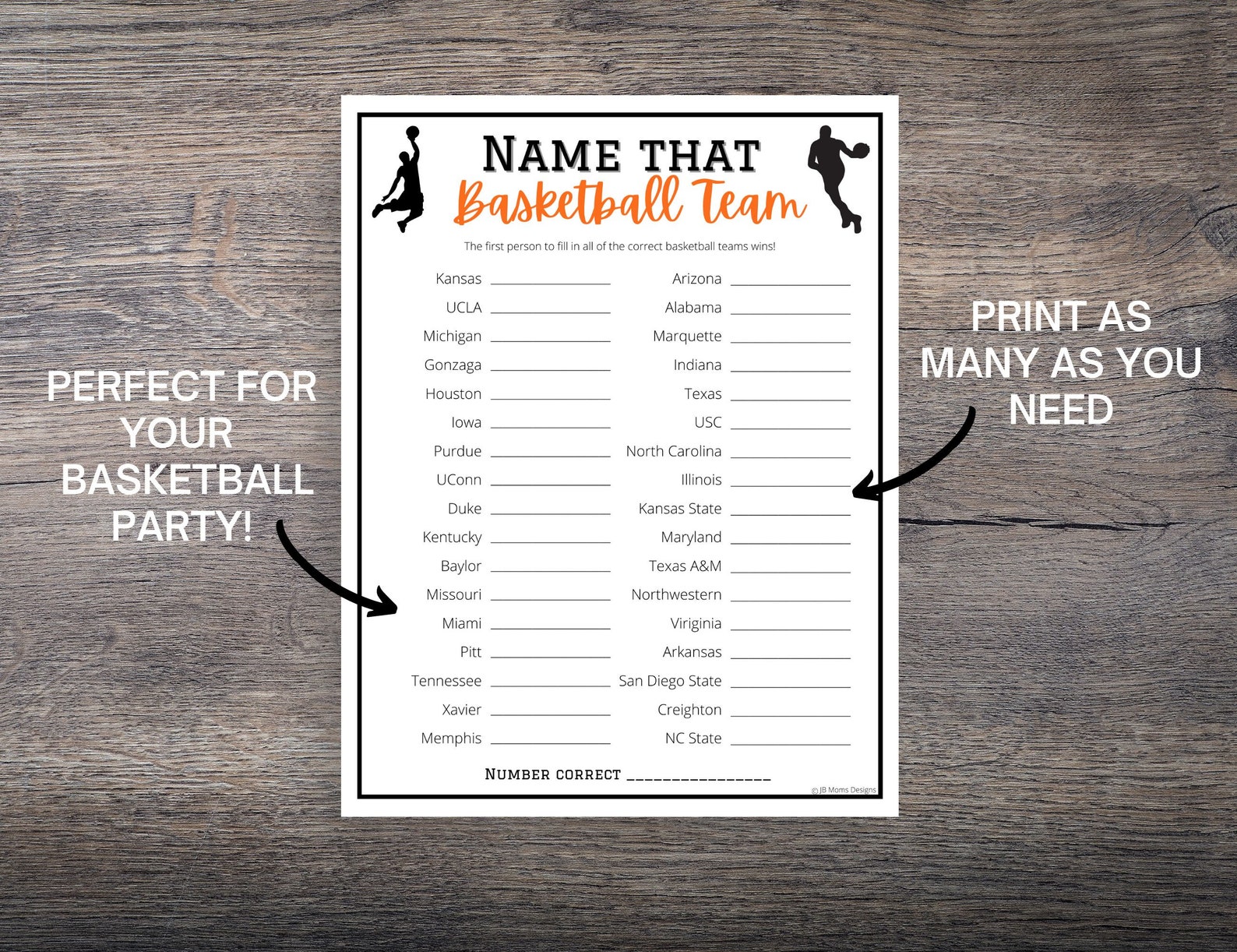 Name That College Basketball Team Printable Game Fun - Etsy