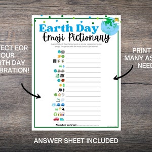 Earth Day Emoji Pictionary Game, Fun Earth Day Trivia Game Printable ...