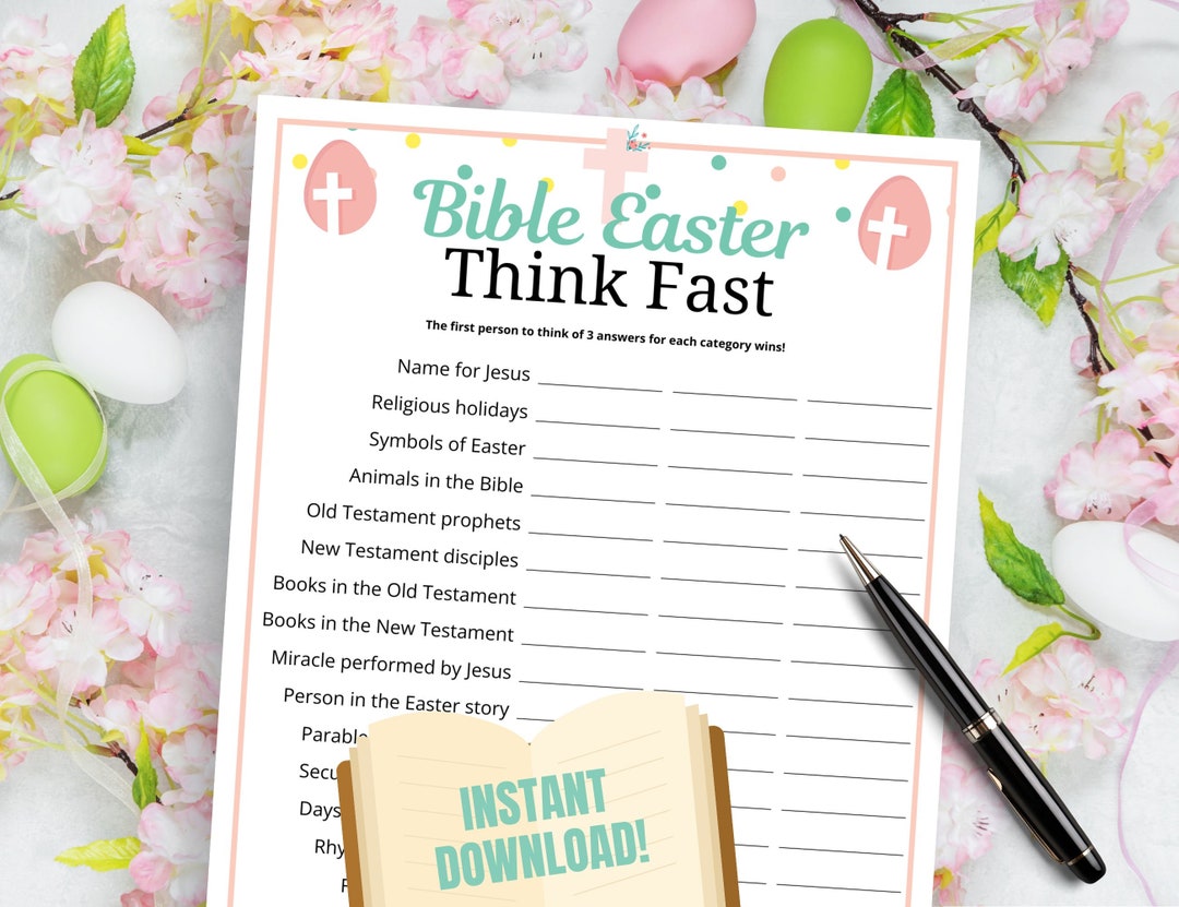 Bible Easter Think Fast Game: Printable Christian Easter Activity (PDF ...