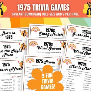 1975 Trivia Games Bundle: 50th Birthday Party (digital Download) - Etsy