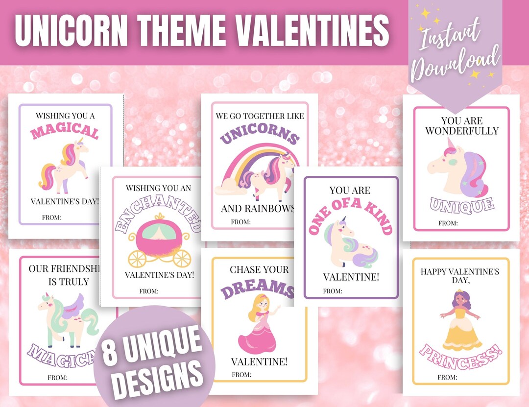 Unicorn Valentine's Day Cards Cute Class Valentine Card - Etsy