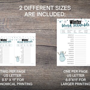 Winter Word Scramble Game for Kids Teens & Adults Winter - Etsy
