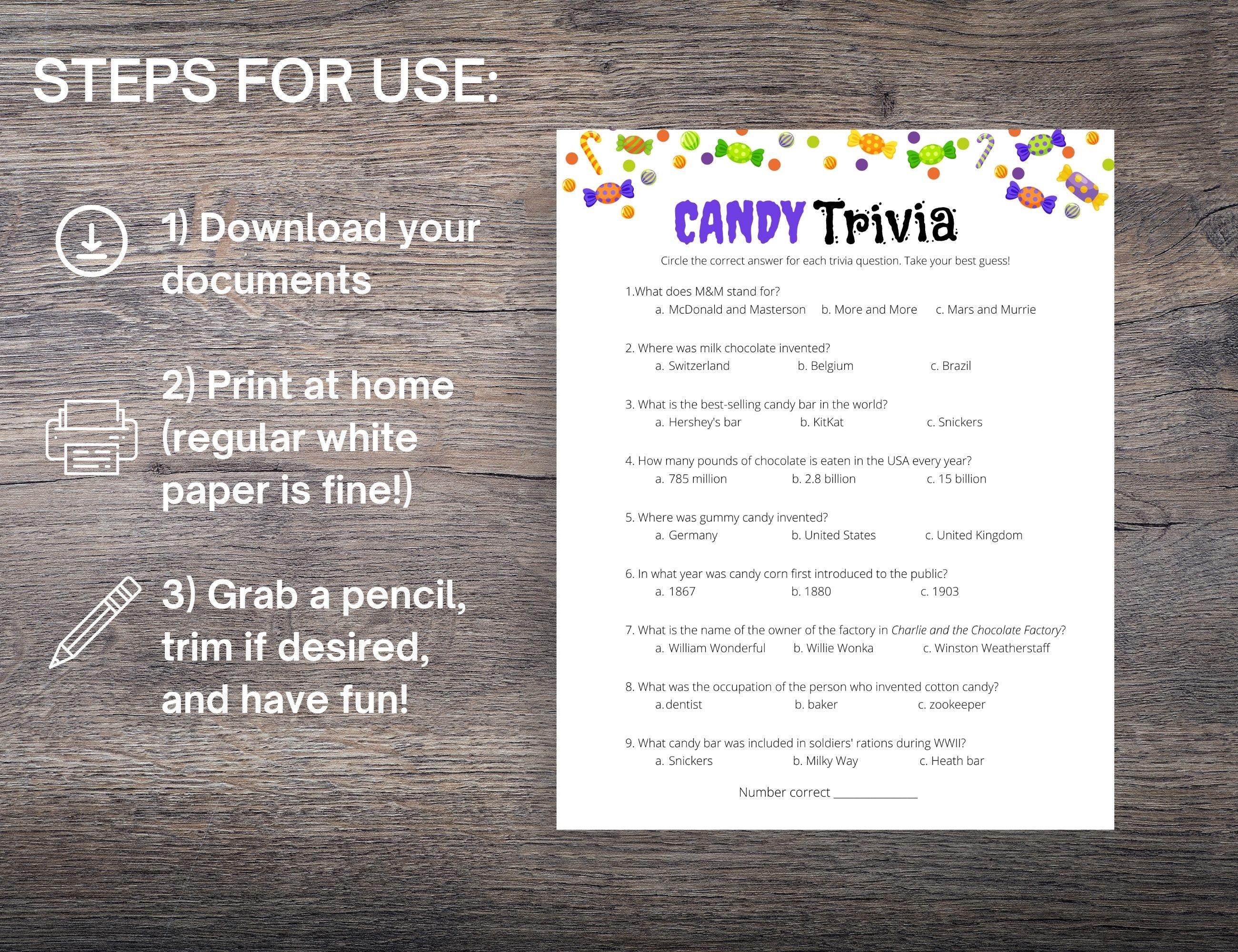Halloween Candy Trivia Game Halloween Candy Quiz Game for - Etsy