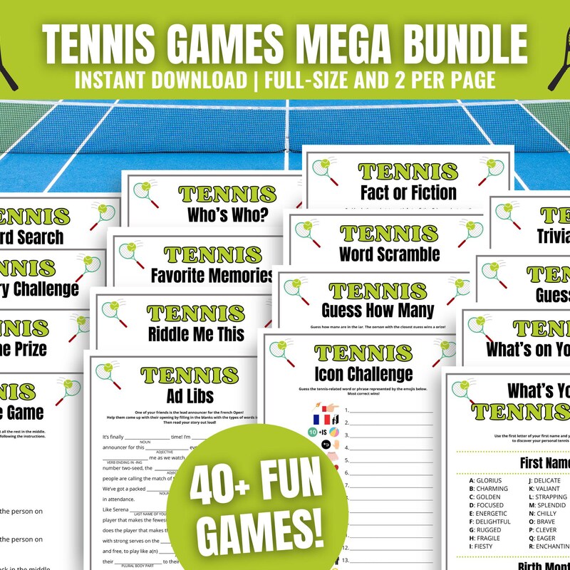 Tennis Themed Printables - Etsy