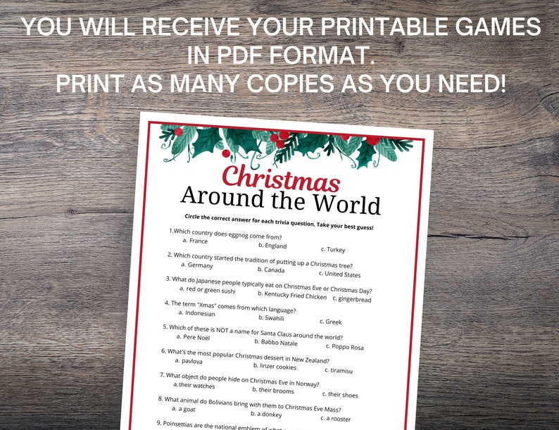 Christmas Around the World Trivia Game: Family Holiday Quiz (instant ...