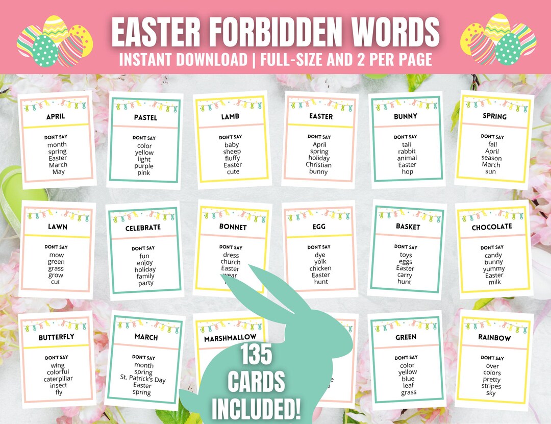 Easter Forbidden Words Game, Printable Easter Activity for Kids, Teens ...