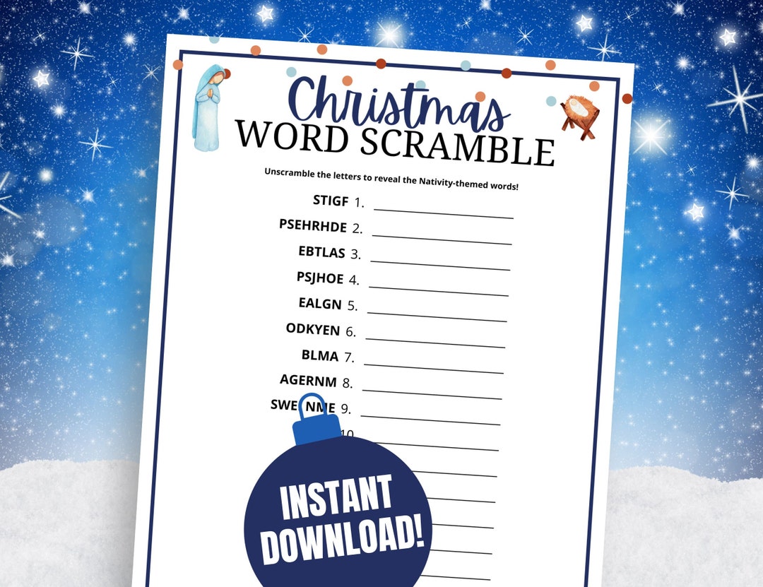 Bible Christmas Word Scramble Game: Nativity Activity (PDF Download) - Etsy