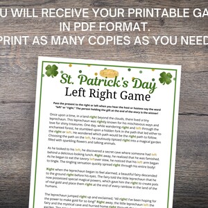 St. Patrick's Day Left Right Game: Printable Party Activity (PDF) - Etsy