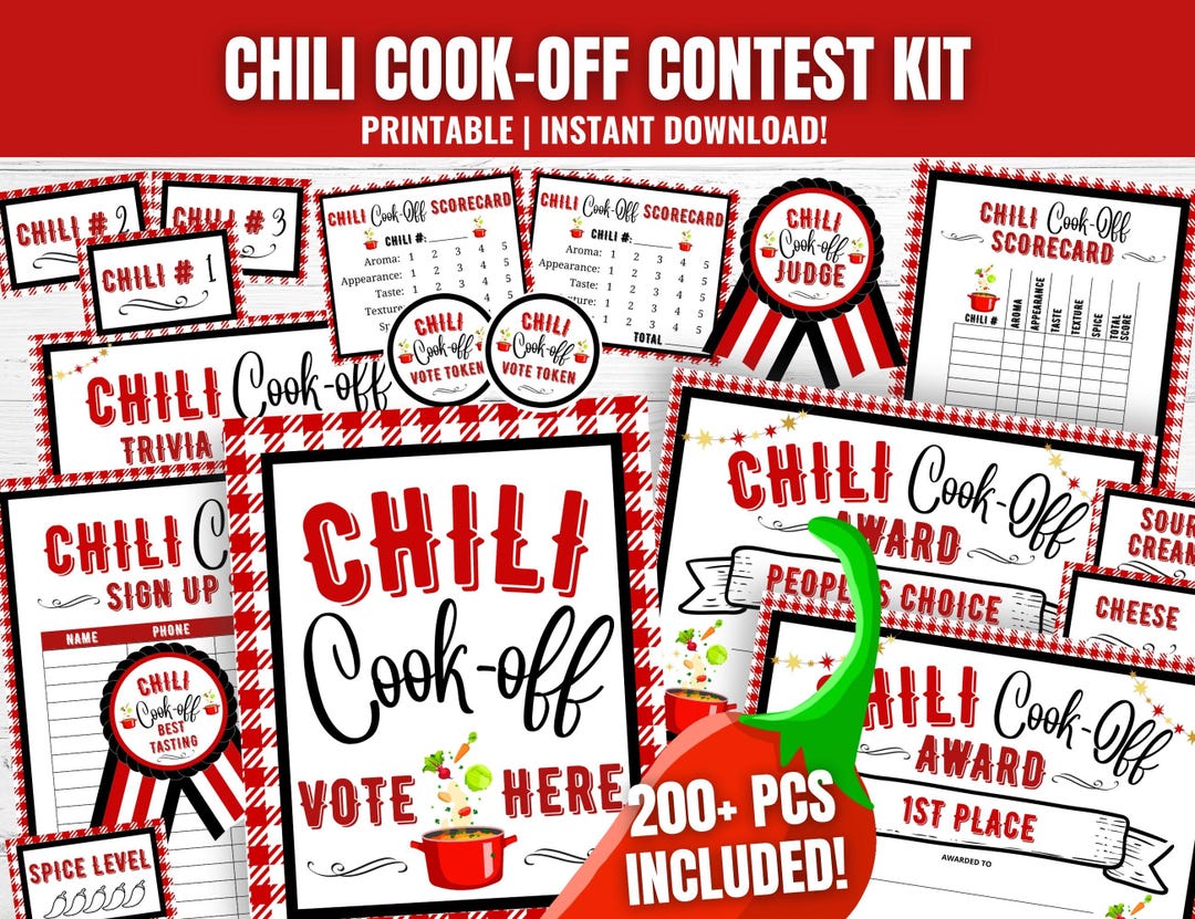 Chili Cook-off Contest Kit: Printable Party Award Certificates, Ballots ...