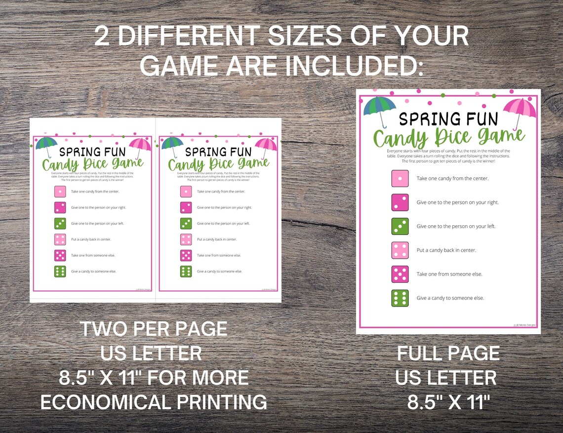 Spring Candy Dice Game Fun Spring Game for Kids & Teens - Etsy
