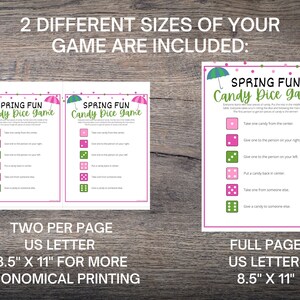 Spring Candy Dice Game Fun Spring Game for Kids & Teens - Etsy