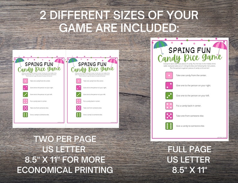 Spring Candy Dice Game Fun Spring Game for Kids & Teens - Etsy