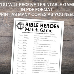Bible Heroes Matching Game: Church Sunday School Activity (digital ...