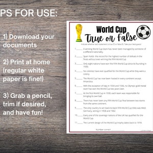 World Cup True or False Trivia Game, World Cup Watch Party Trivia Game ...