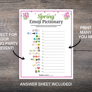 Spring Emoji Pictionary Game, Fun Spring Emoji Game for Kids, Teens ...