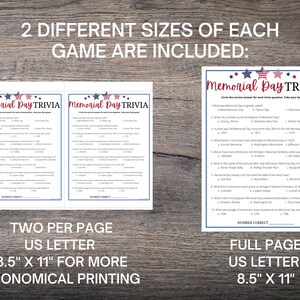 Memorial Day 4-game TRIVIA BUNDLE Fun Memorial Day Trivia - Etsy
