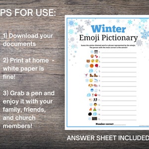 Winter Emoji Pictionary Game: Holiday Party Activity (PDF) - Etsy