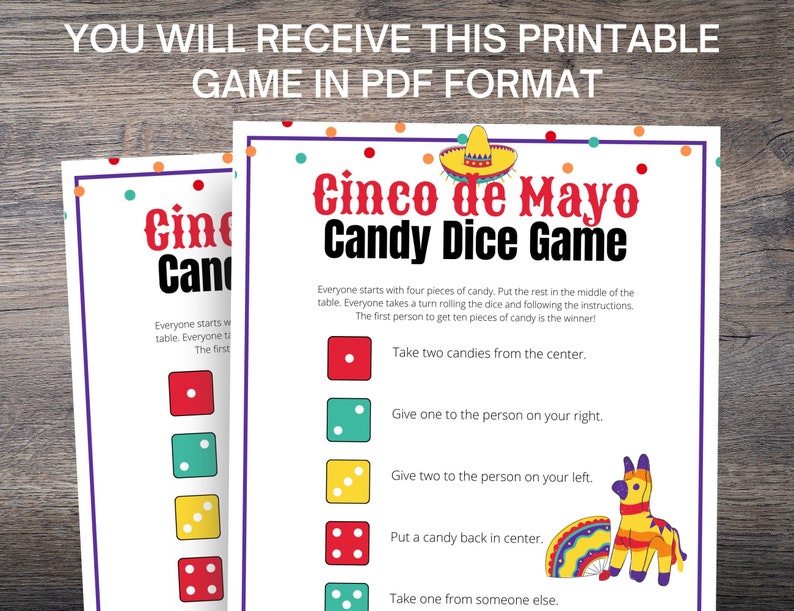 Cinco De Mayo Candy Dice Game Fun Cinco De Mayo Game for Kids - Etsy