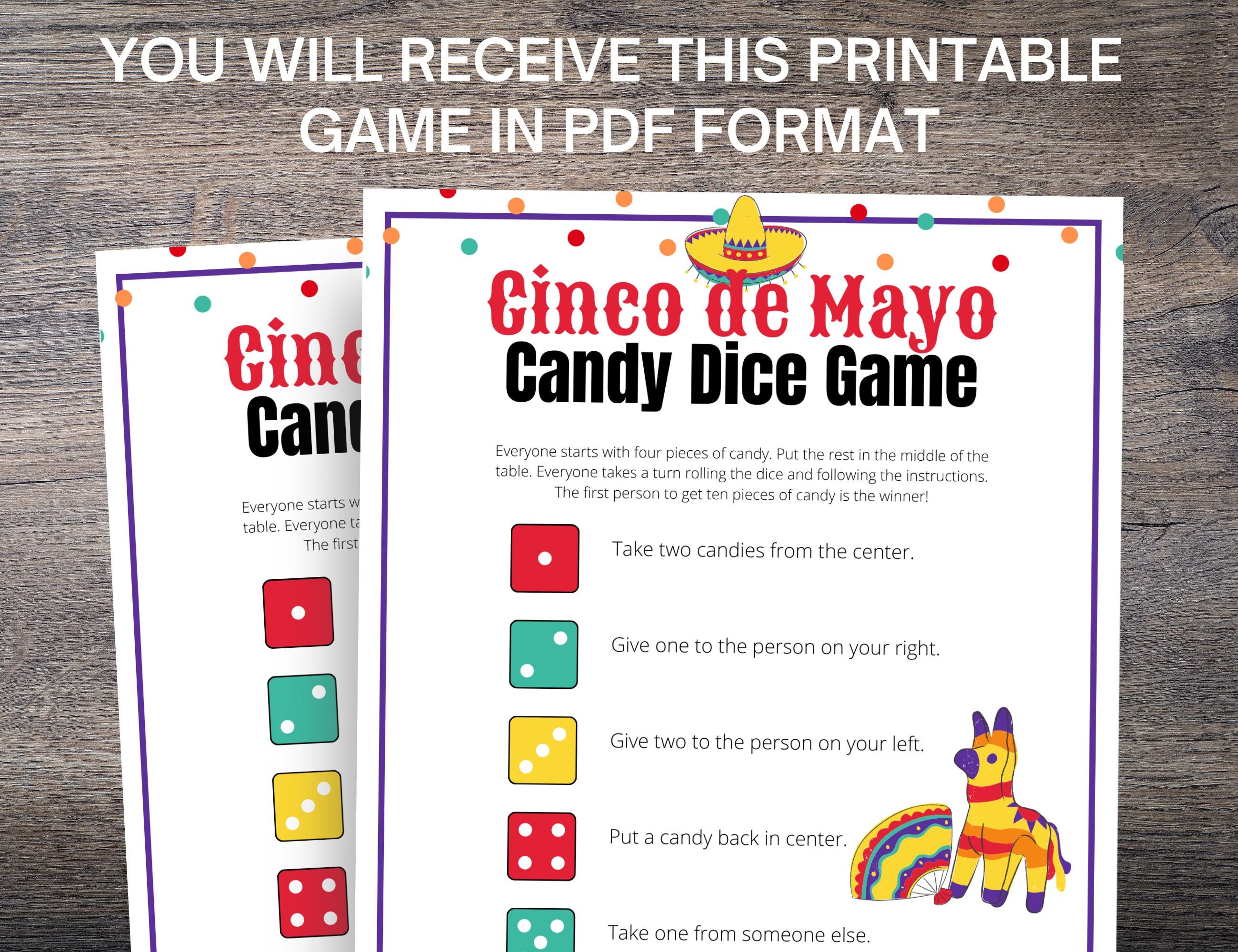 Cinco De Mayo Candy Dice Game Fun Cinco De Mayo Game for Kids - Etsy