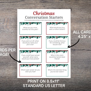 Christmas Conversation Cards, Printable Christmas Icebreaker Prompts ...