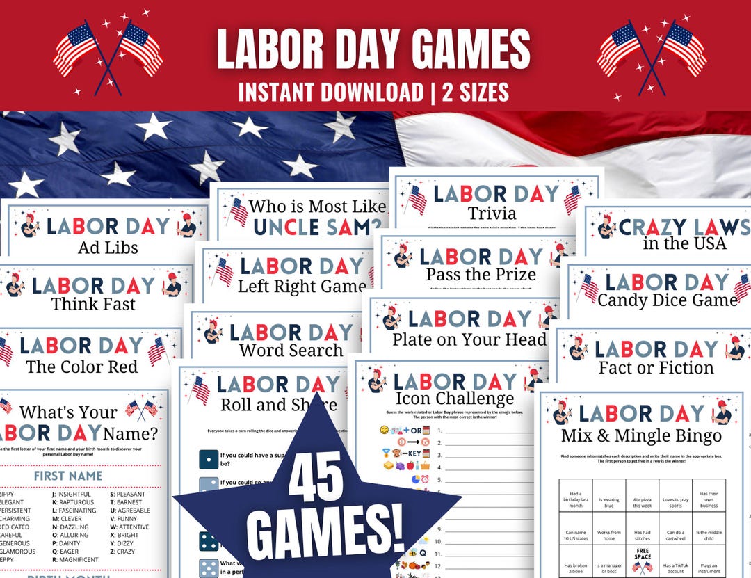 Labor Day Games Bundle: 45 Patriotic Party Activities and Icebreakers ...