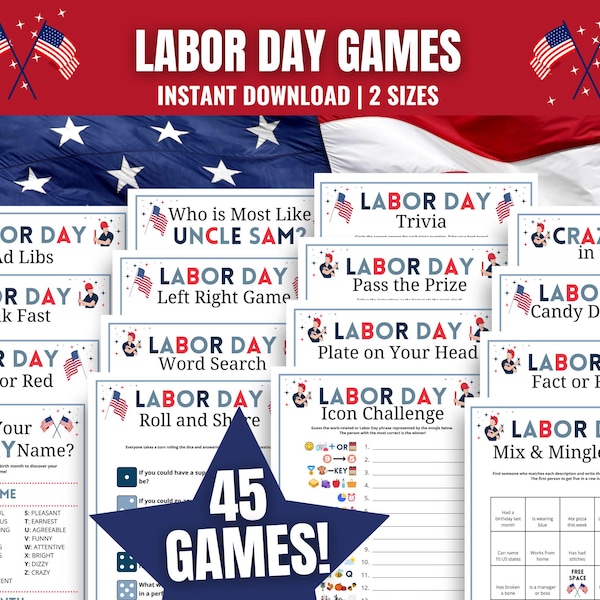 Labor Day Printable Games - Etsy