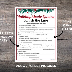 Christmas Movie Quotes Game: Holiday Party Activity (digital Download ...