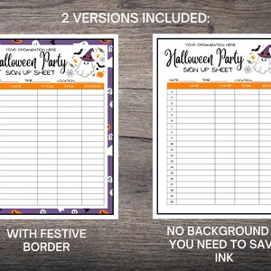 Editable Halloween Party Sign up Sheet (digital Download, Template) - Etsy