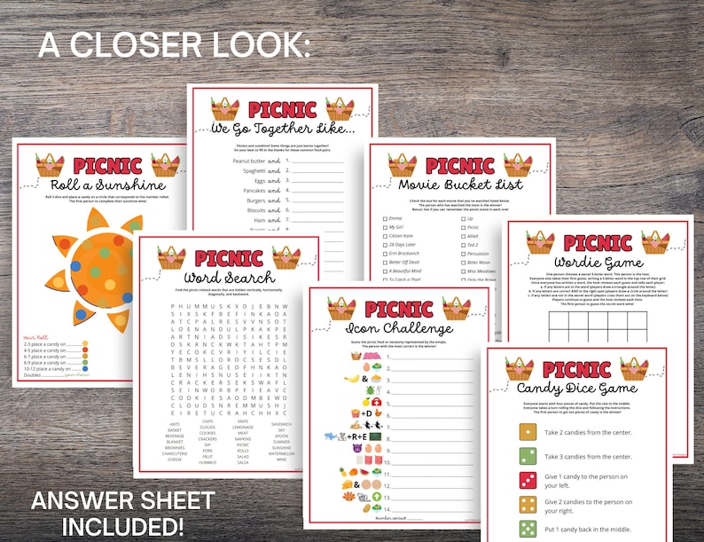 Picnic Games MEGA BUNDLE: 50 Printable Picnic-themed Activities for ...