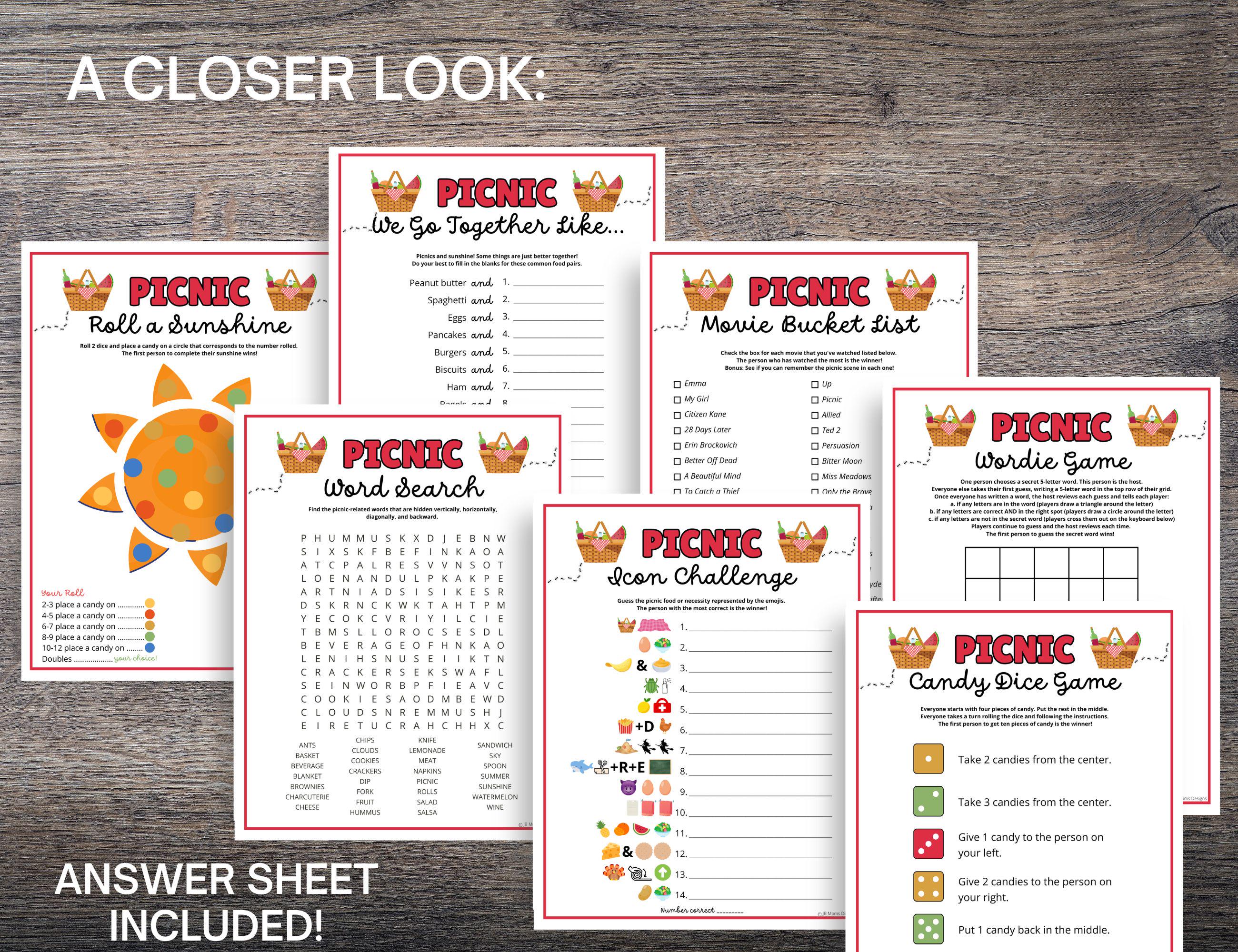 Picnic Games MEGA BUNDLE: 50 Printable Picnic-themed Activities for ...